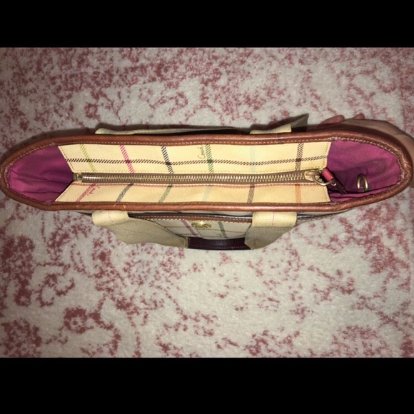 Coach | Bags | Coach Heritage Stripe Tattersall Leather Tote | Poshmark